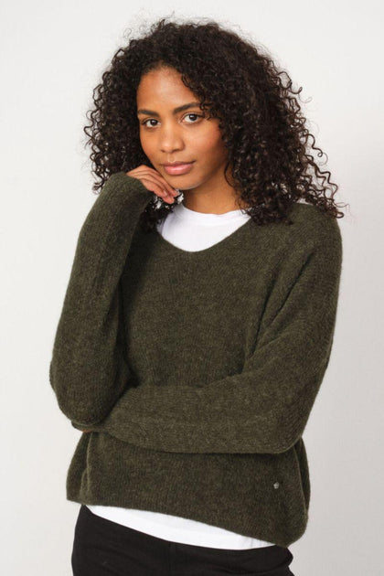 Mos Mosh Strik | Grape Leaf | Thora V-Neck Knit – Lisen.dk