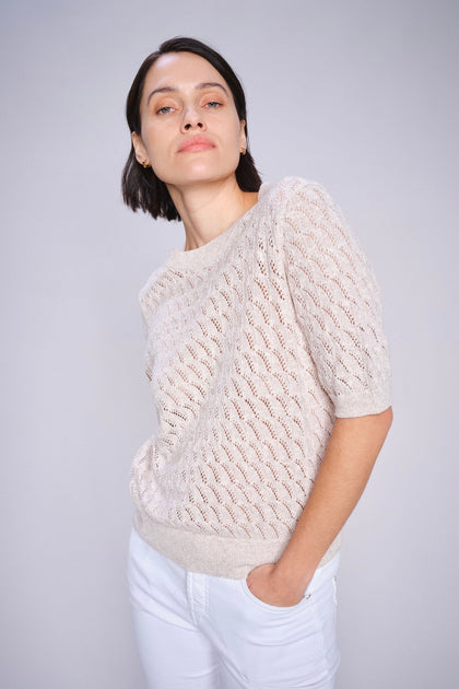 Mos Mosh Strik | Feather Gray | MMKarin Marisol SS Linen Knit – Lisen.dk