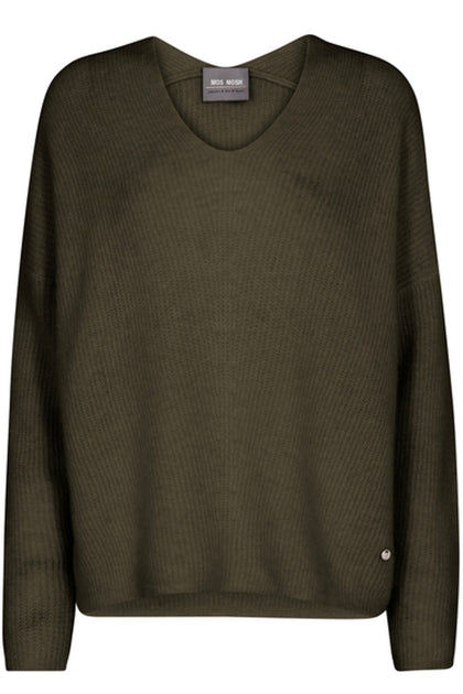 Mos Mosh Strik | Grape Leaf | Thora V-Neck Knit – Lisen.dk