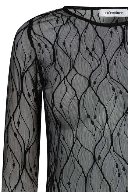 Co'couture MercyCC Mesh O-Blouse (Black) 33187 T-Shirt – Lisen.dk