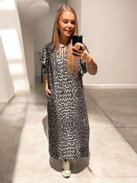 Co'couture LeoCC SS Frill Dress (Dark Grey) 36424 Kjole – Lisen.dk