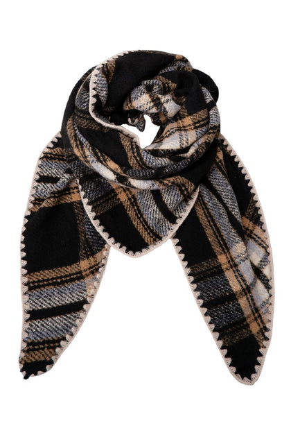 Black Colour Winter Scarves 208356 BCLEONI chequered scarf WINTER ...