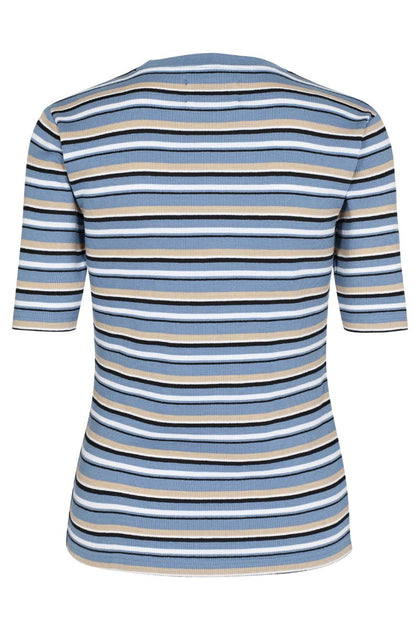 Liberté Bluse | DUSTY BLUE SAND STRIPE | ROBERTA-SS-BLOUSE – Lisen.dk